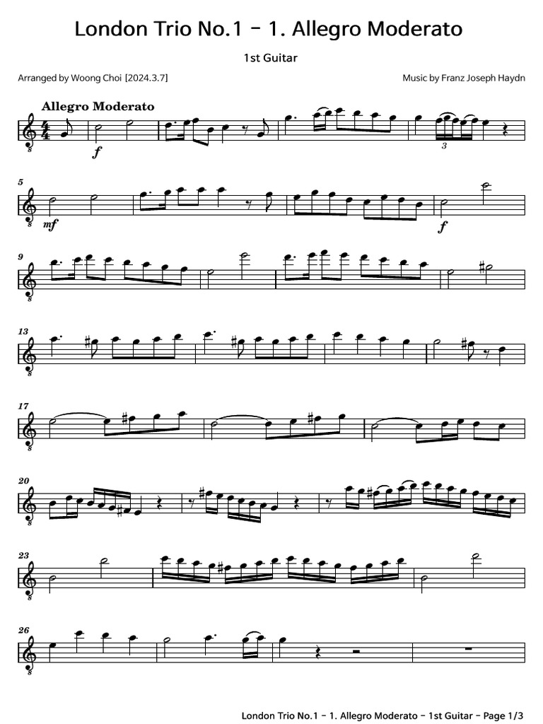 (240307) London Trio - 1. Allegro - 1st | PDF | Musical Compositions