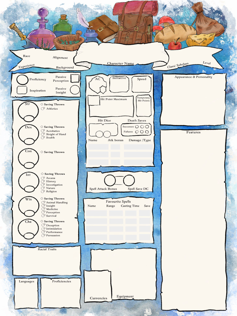 Colour Adventurer Character Sheets | PDF