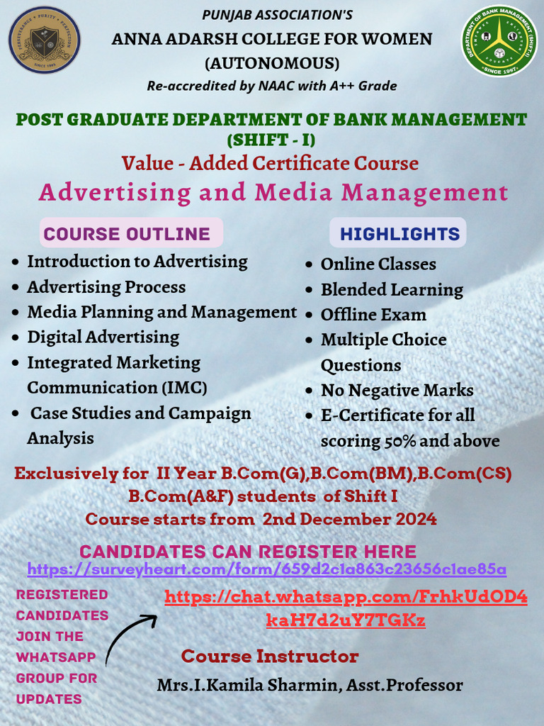 Advertising & Media Management Course | PDF