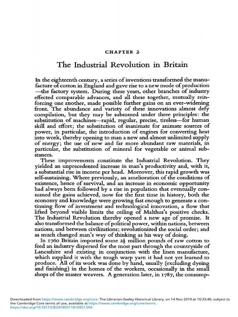 The Industrial Revolution in Britain | PDF | Textile Manufacturing ...