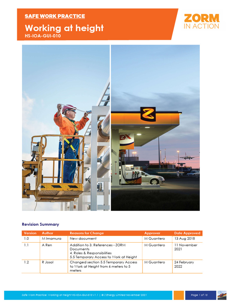 Safe Work Practice Working at Height v2 | PDF | Forklift | Scaffolding