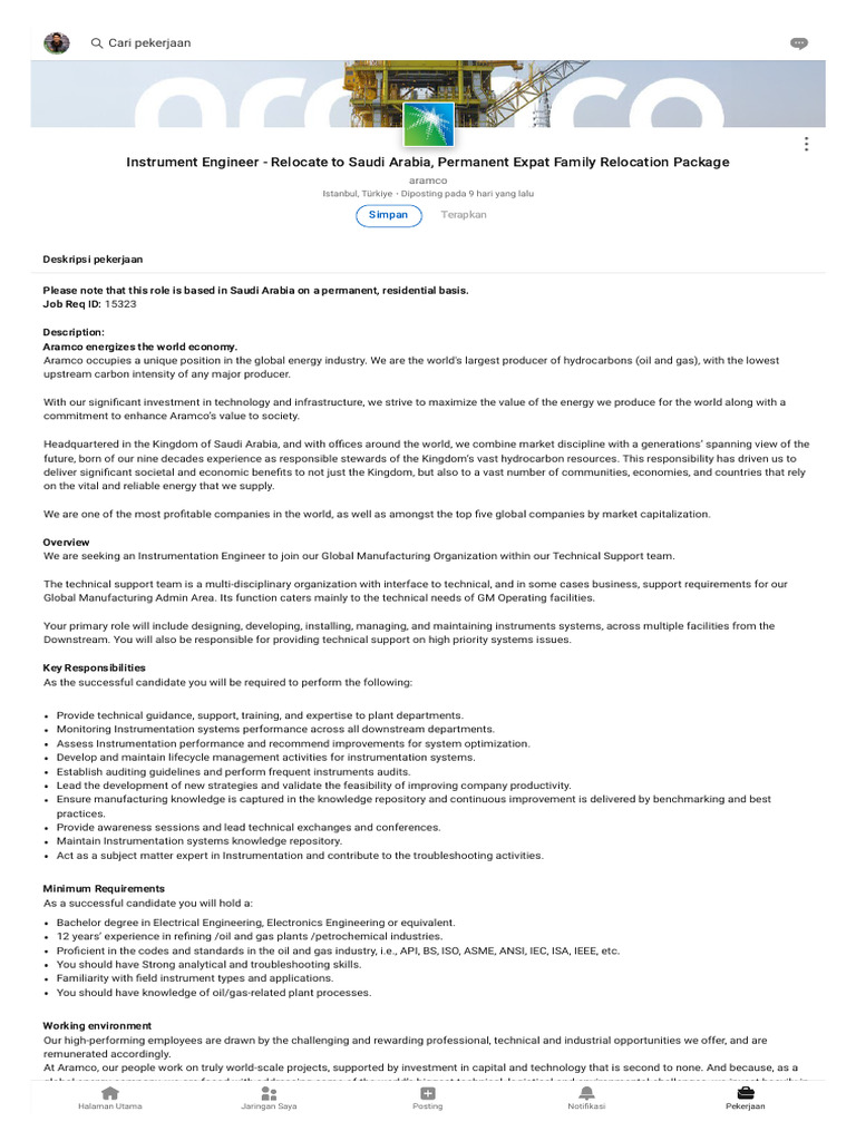 Instrument Engineer Role at Aramco | PDF