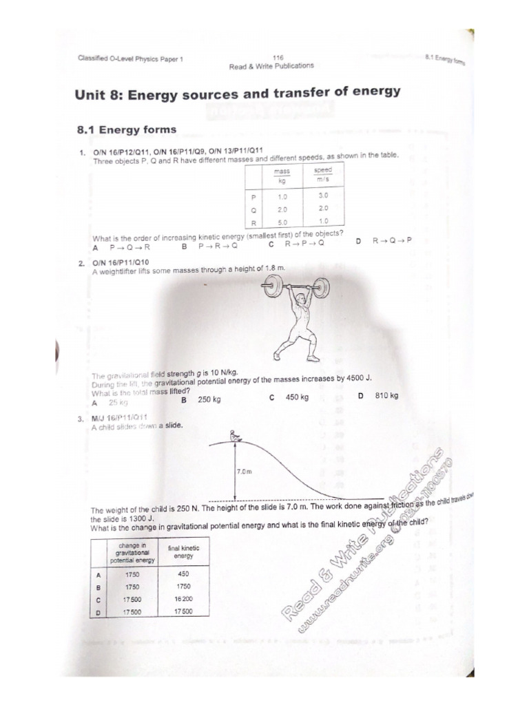 Unit 8 Energy Sources and Transfer of Energy | PDF