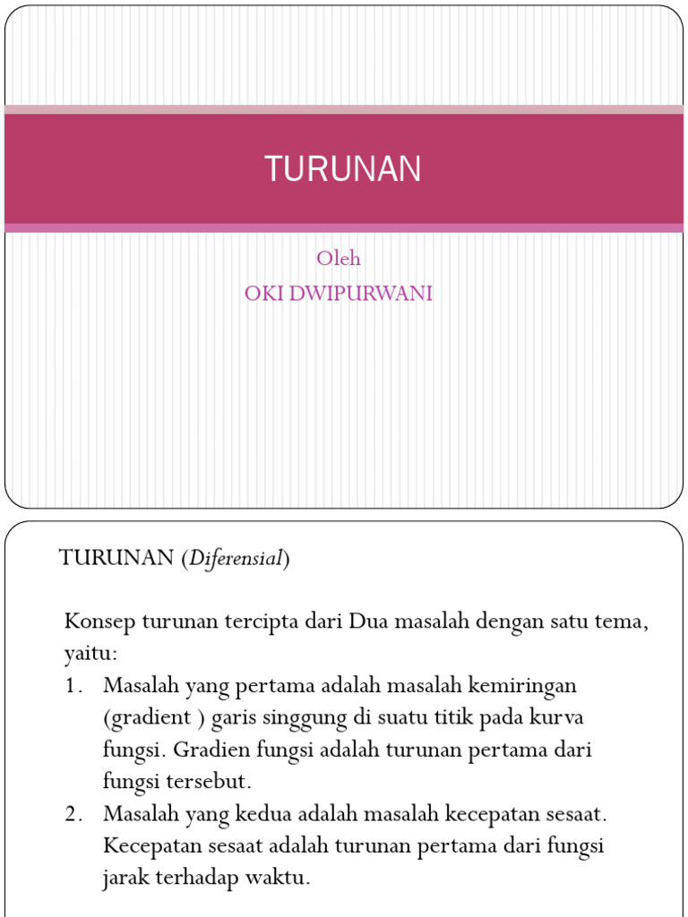 Konsep dan Notasi Turunan Fungsi | PDF