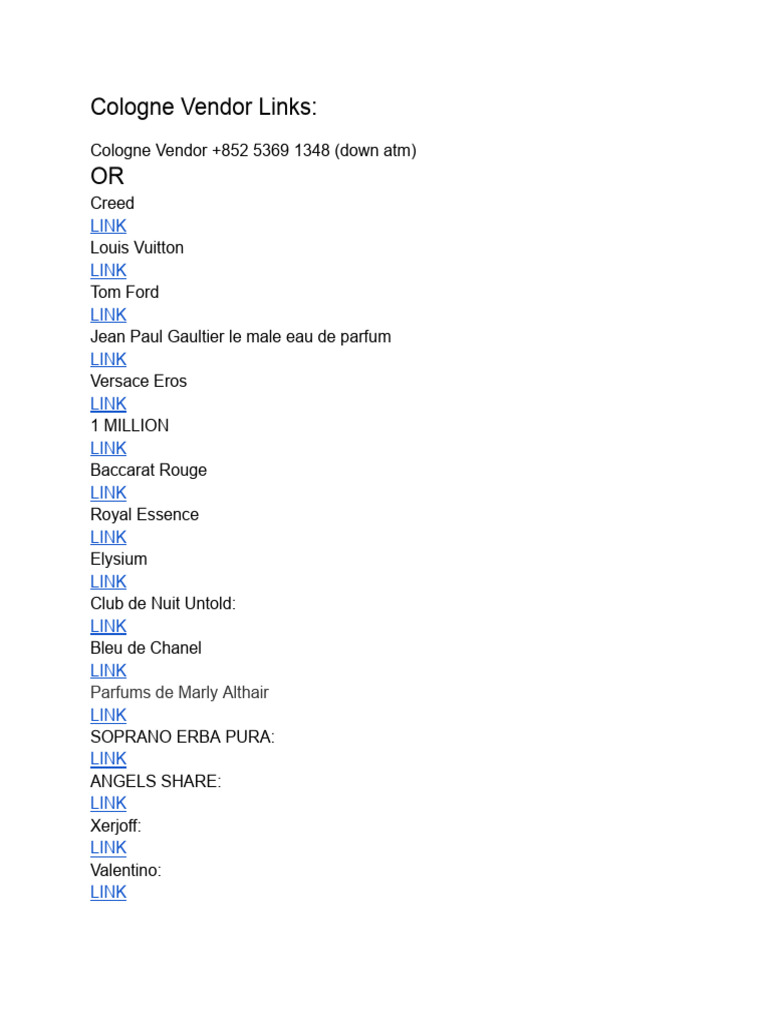 Cologne Vendor Links_ (2) - Copy | PDF