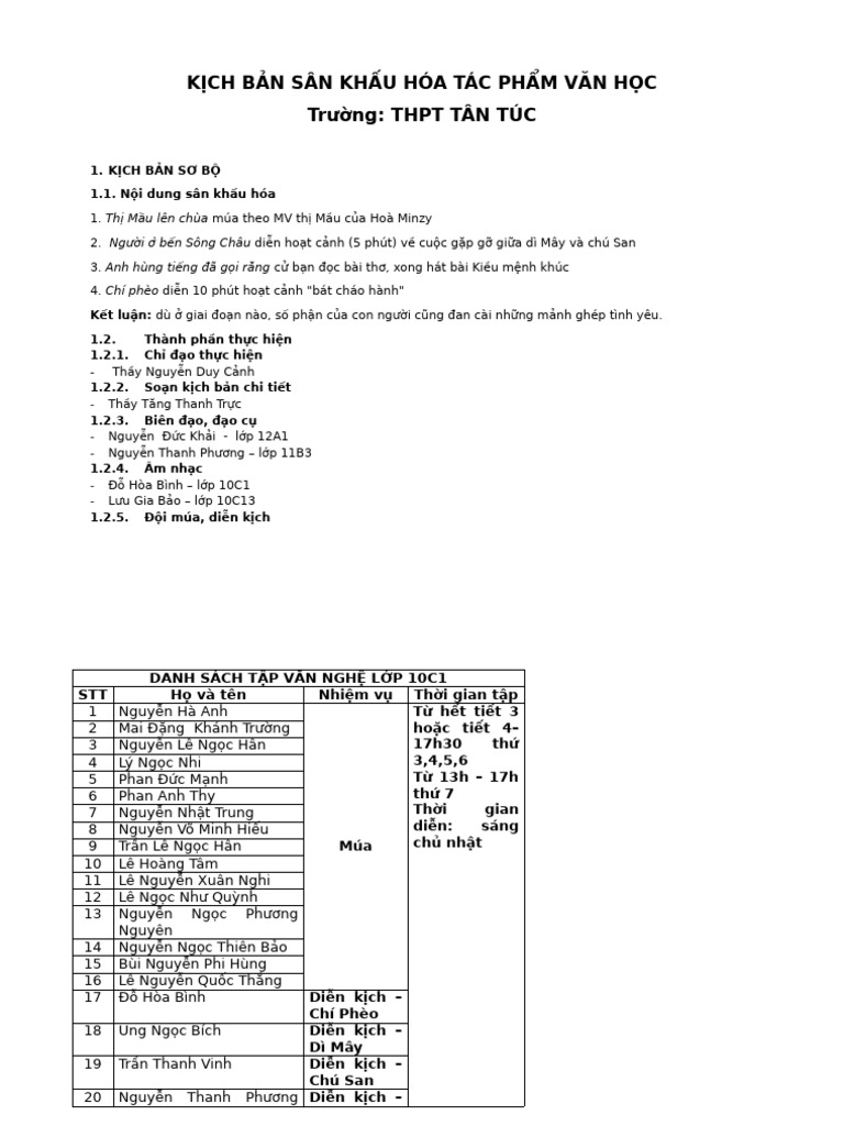 KỊCH BẢN SKH | PDF