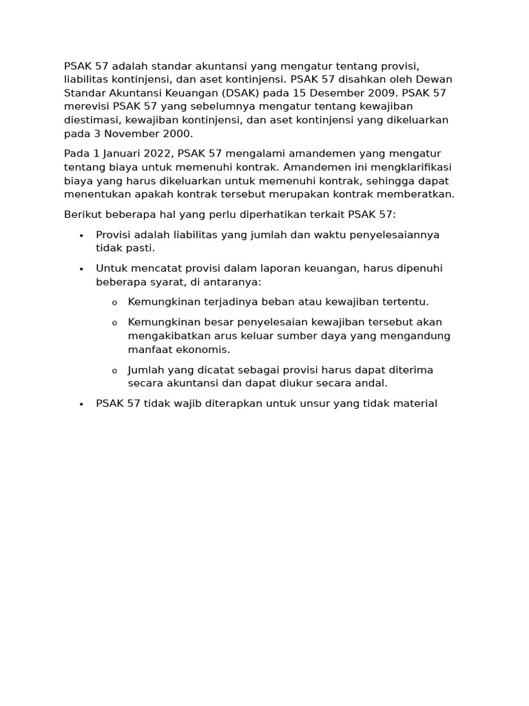 PSAK 57: Provisi dan Liabilitas Kontinjensi | PDF