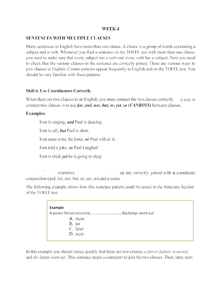 Week 4 Structure Skill 6-8 | PDF