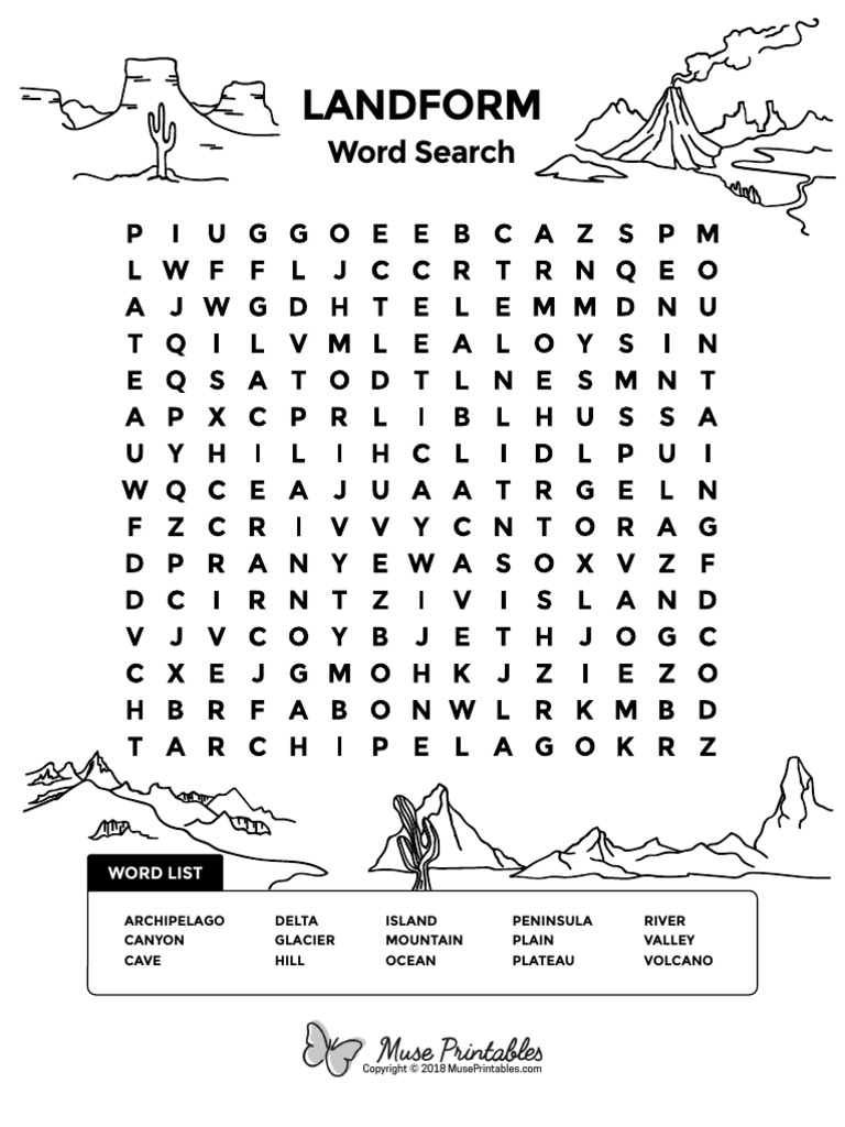 Y1 -[C9] Landforms word search | PDF