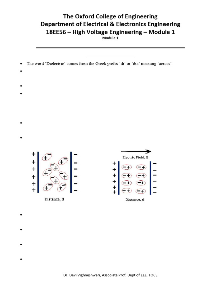 18ee56 Hve Module1 Notes PDF | PDF | Electrical Breakdown | Ionization