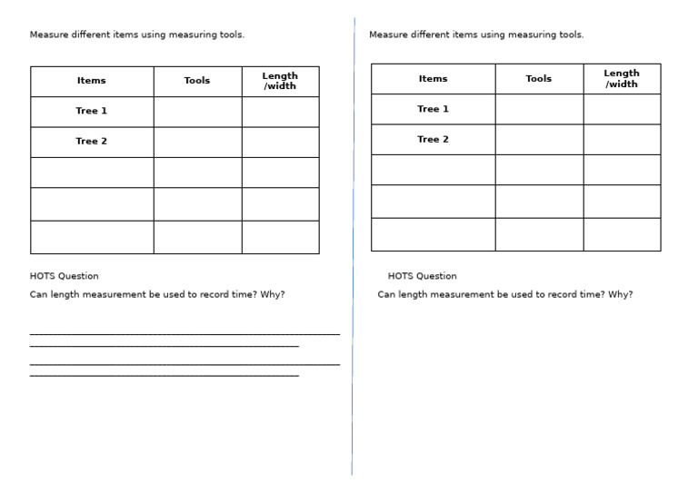 Measure different items using measuring tools | PDF