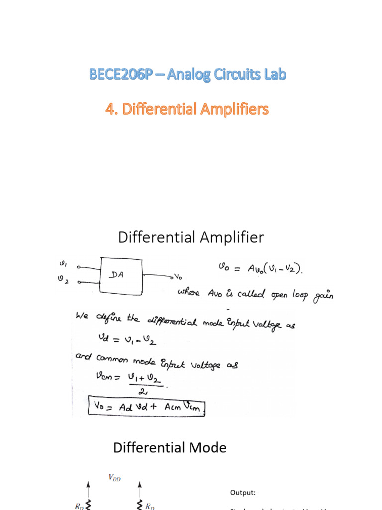 6 Differential Amplifiers | PDF | Electromagnetism | Analog Circuits