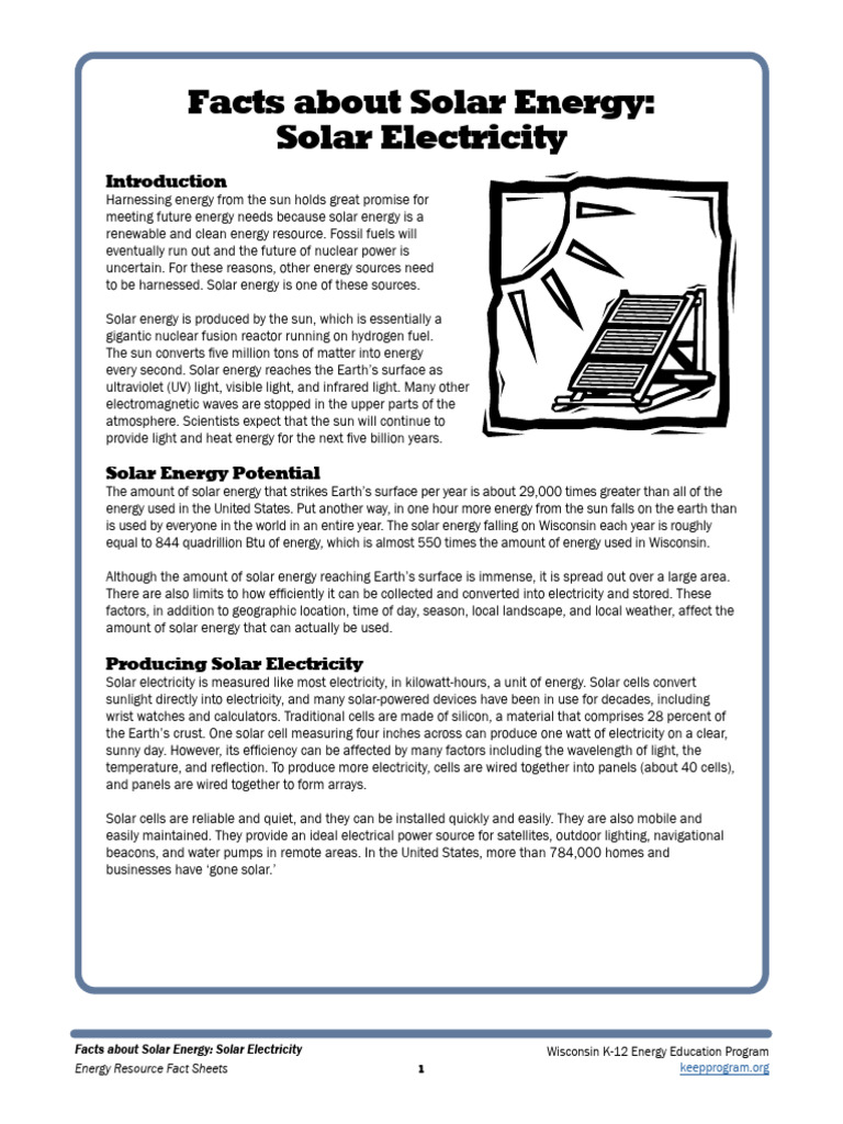 Facts About Solar Electricity | PDF | Solar Energy | Solar Power