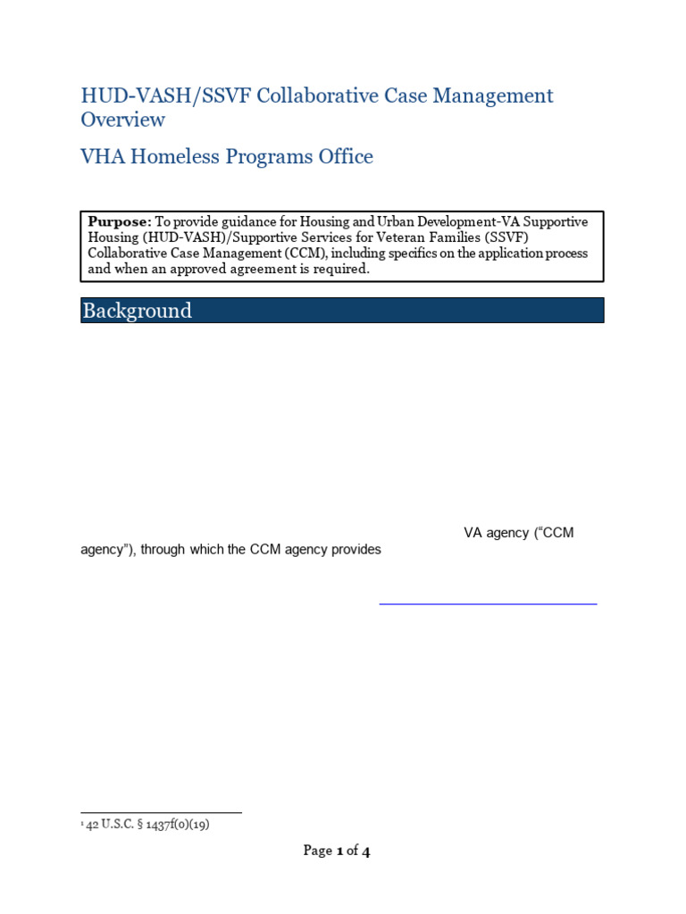 VASH SSVF CCM Overview v1 | PDF | Section 8 (Housing) | Housing