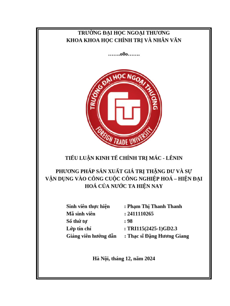 Tiểu luận KTCT | PDF