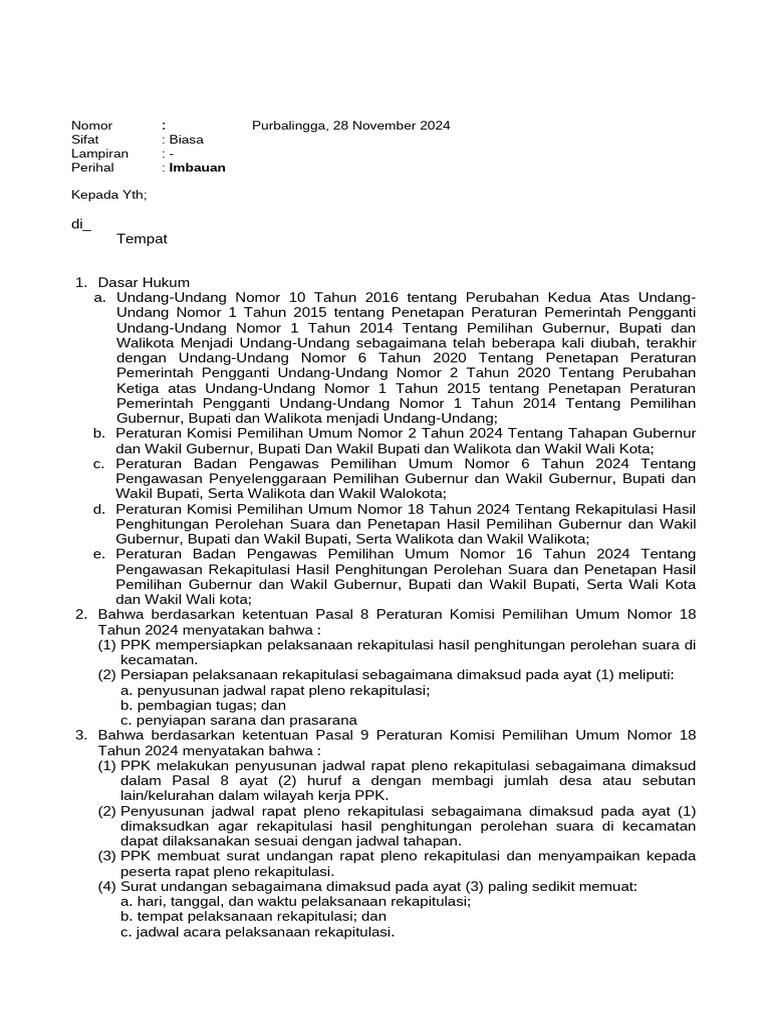 Imbauan Rekapitulasi - Panwascam | PDF