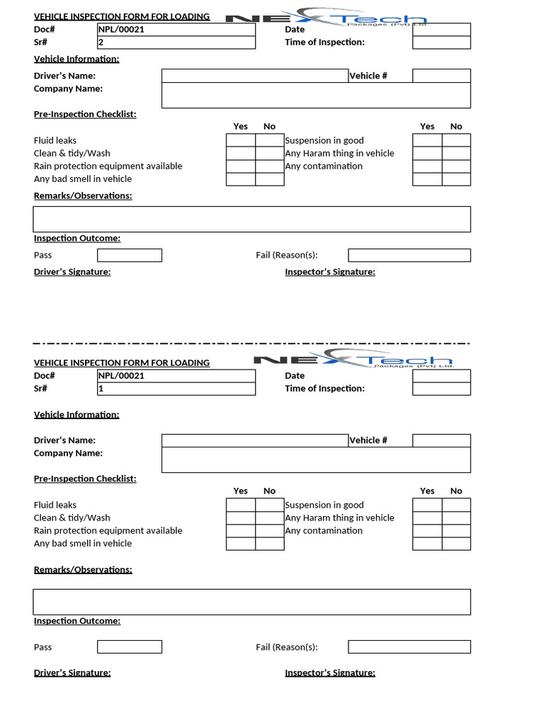 Doc#NPL00021 Vehicle Inspection | PDF
