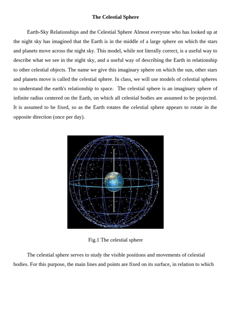 The Celestial Sphere and Coordinates | PDF | Sphere | Equator
