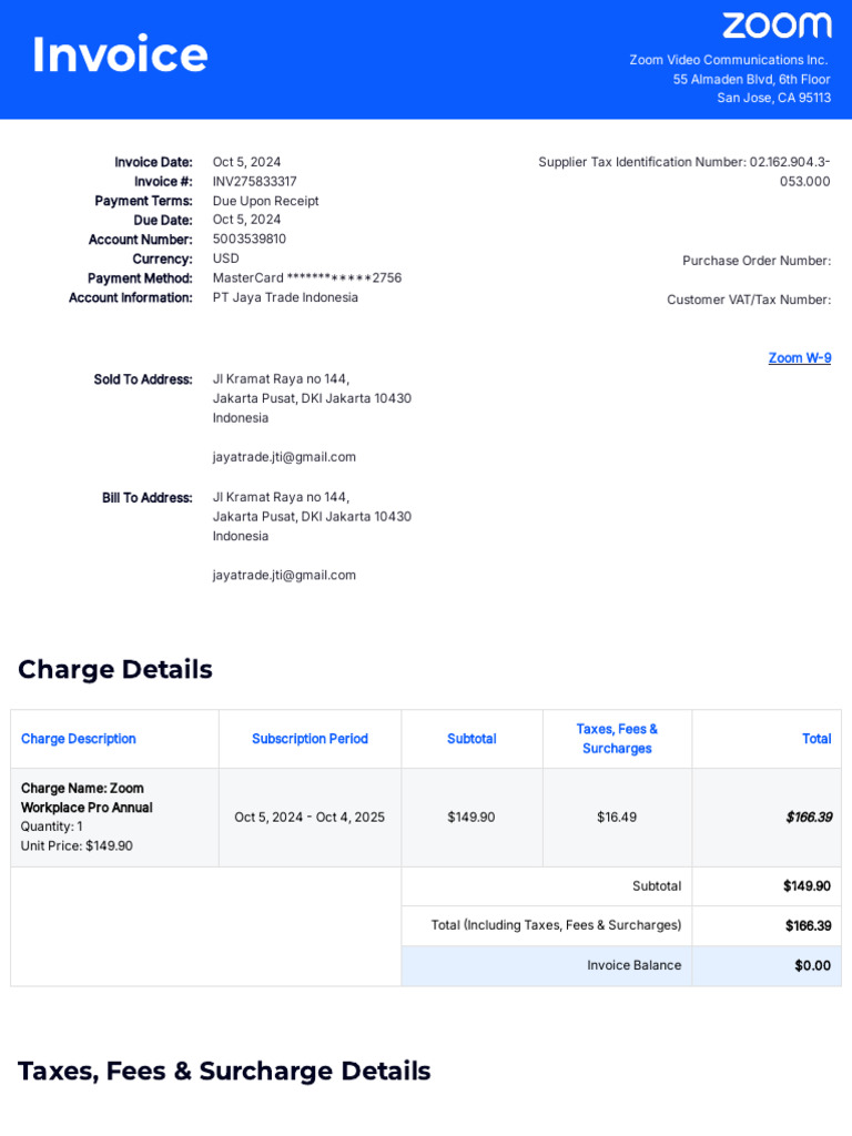 Inv275833317 A14893501 10052024 | PDF | Invoice | Fee