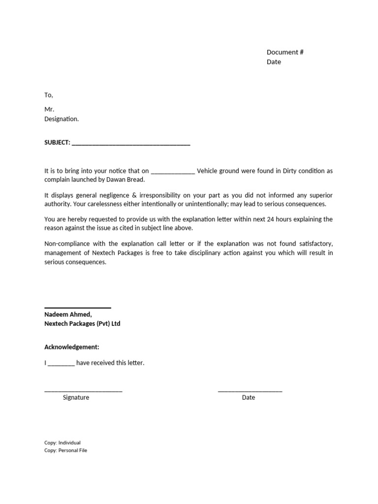 Explanation Call Letter | PDF