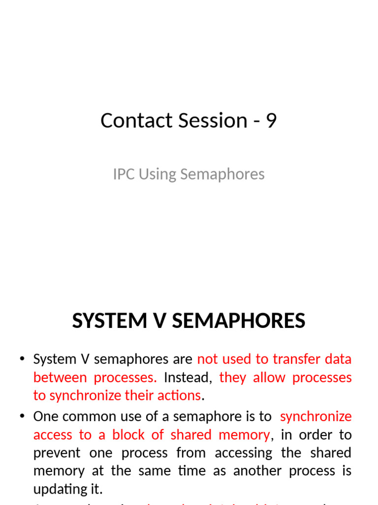 Contact Session - 9: IPC Using Semaphores | PDF | Parameter (Computer Programming) | Pointer ...