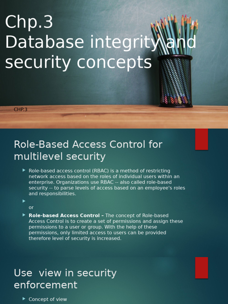 Database Integrity and Security Overview | PDF | Relational Database ...
