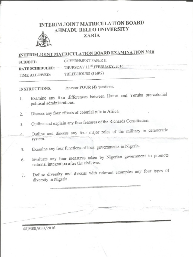 Government Paper II Past Question Download | PDF