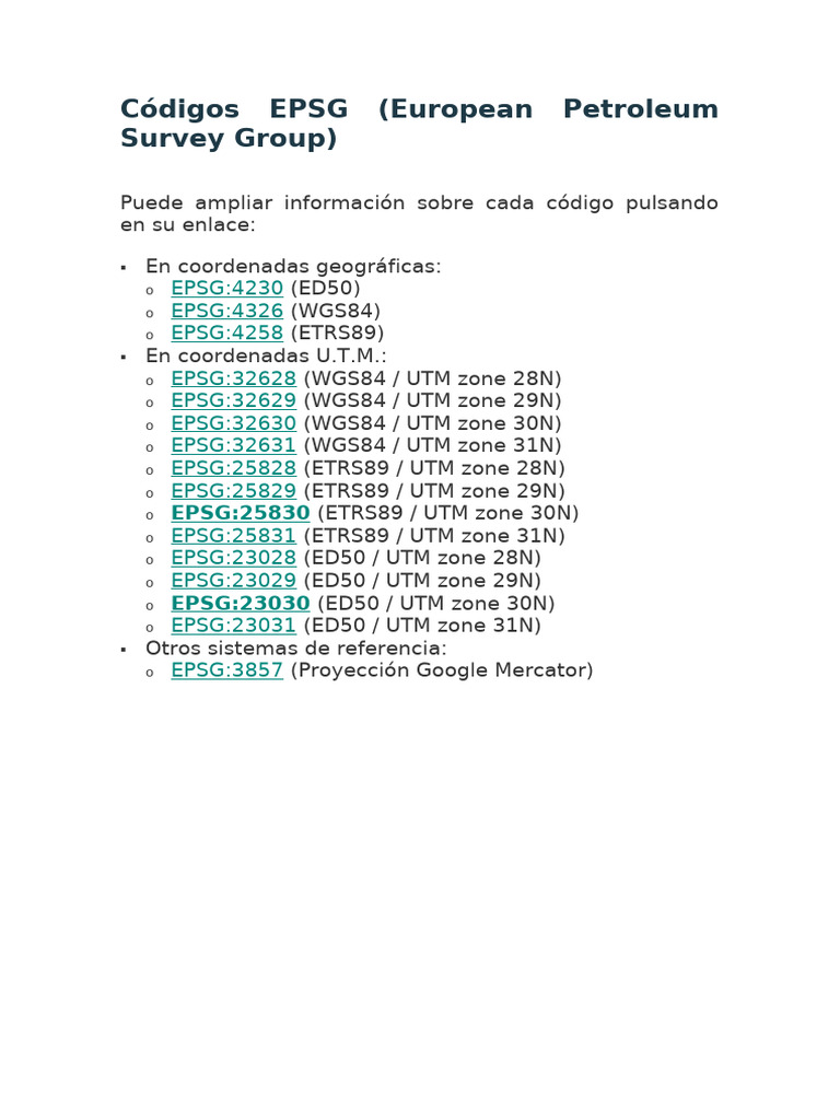 Códigos EPSG | PDF