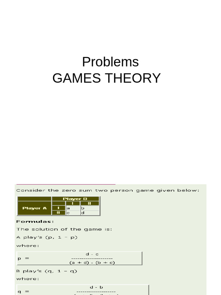 Game Theory: Dominance & Strategies | PDF | Game Theory | Matrix ...