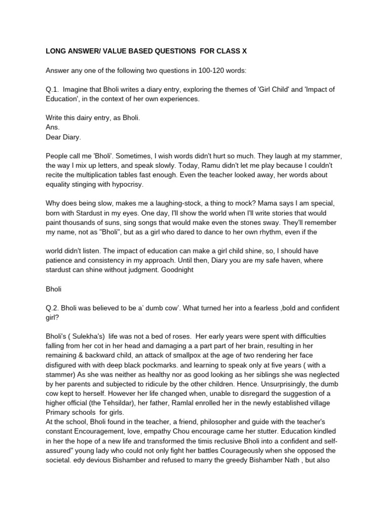 Value-Based Questions for Class 10 | PDF | Tiger | Crimes