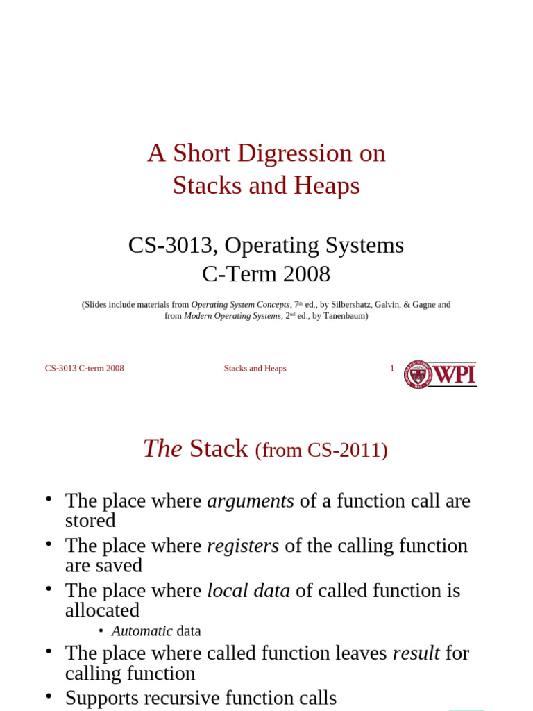 Week 3, Stacks and Heaps | PDF | Implementation | Computer Programming