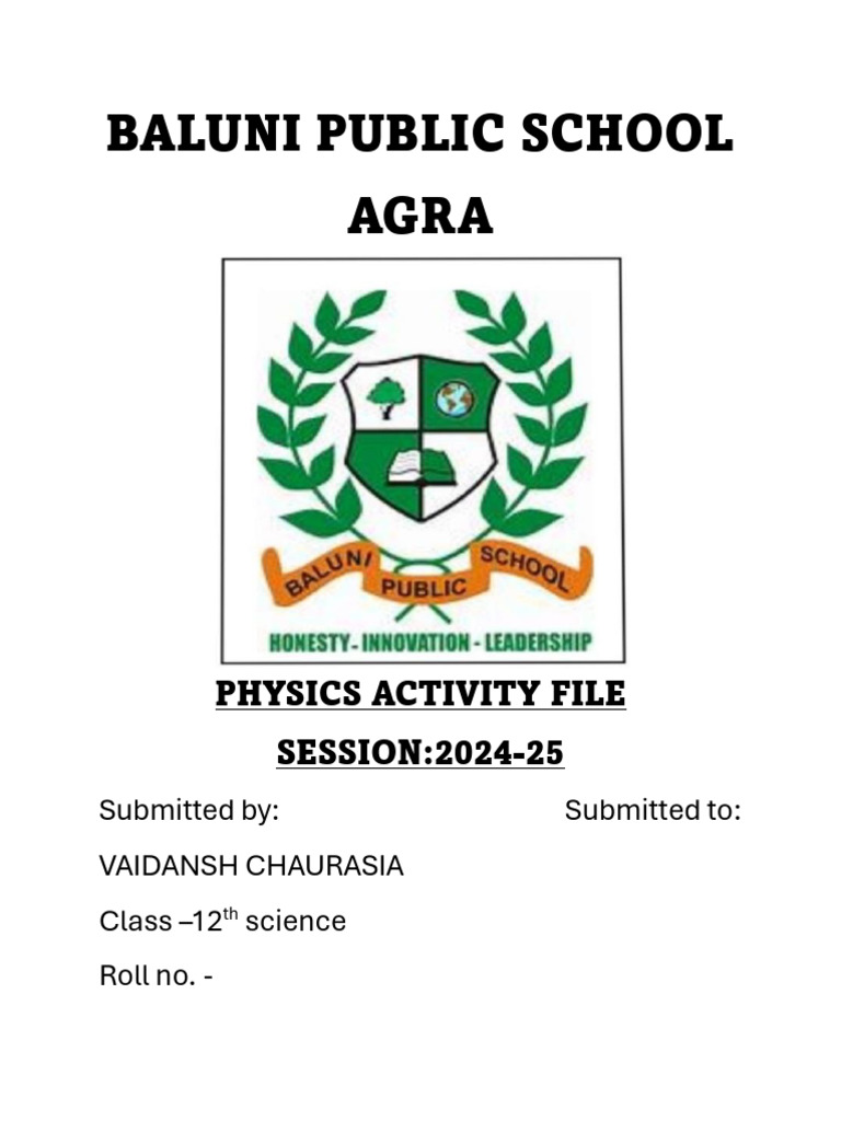 Jigyasa Project: Physics Activity File | PDF