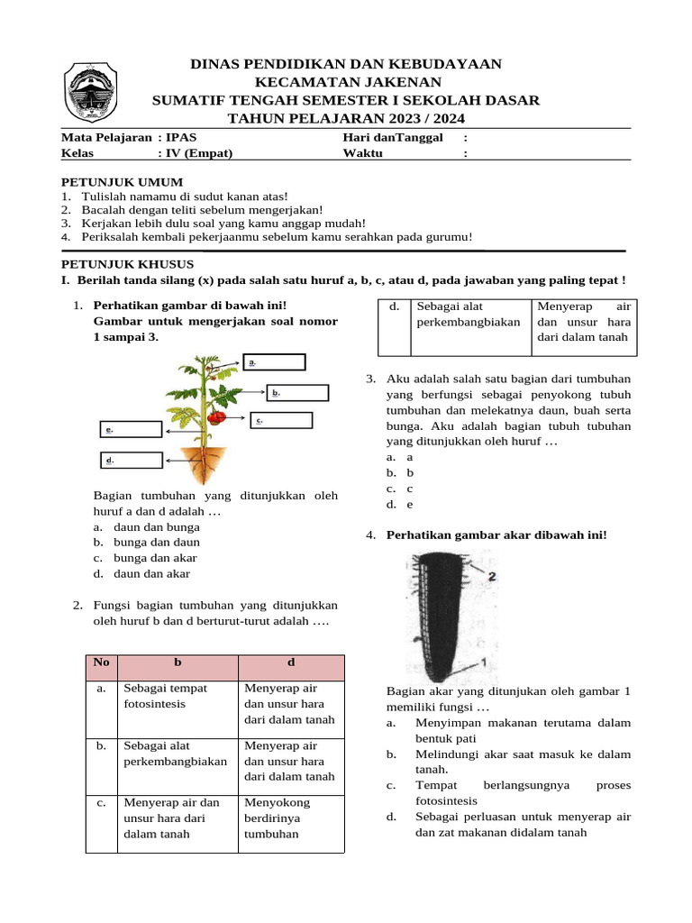 Soal STS Ipas Sem 1 | PDF