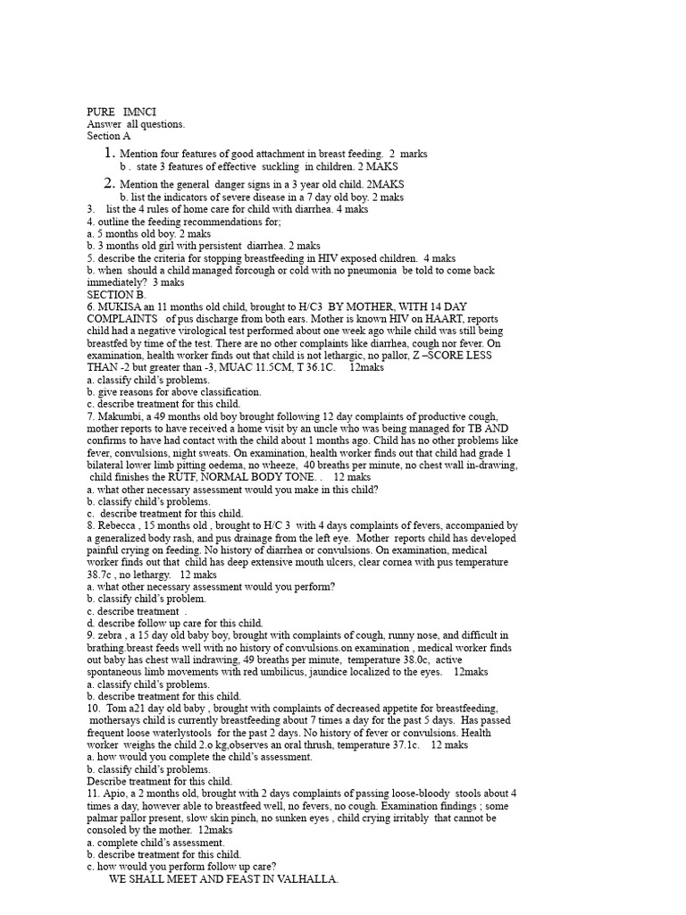 IMNCI Guidelines for Child Health Assessment | PDF | Breastfeeding ...