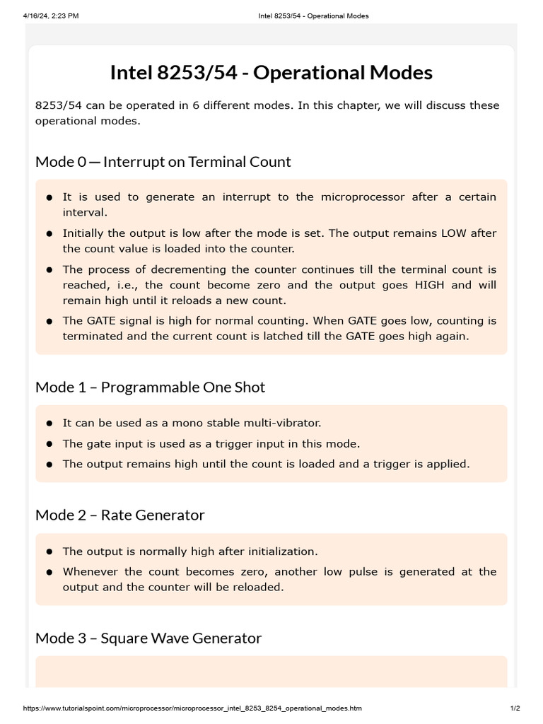 Intel 8253 - 54 - Operational Modes | PDF | Electrical Engineering | Electronics