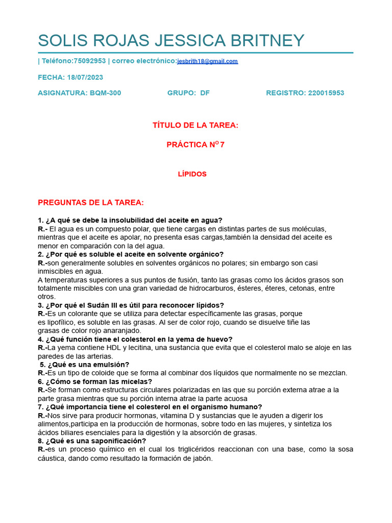 07 Practica Lipidos | PDF