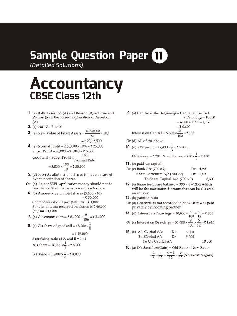 2024 CBSE I Succeed Accountancy SQP 11 | PDF