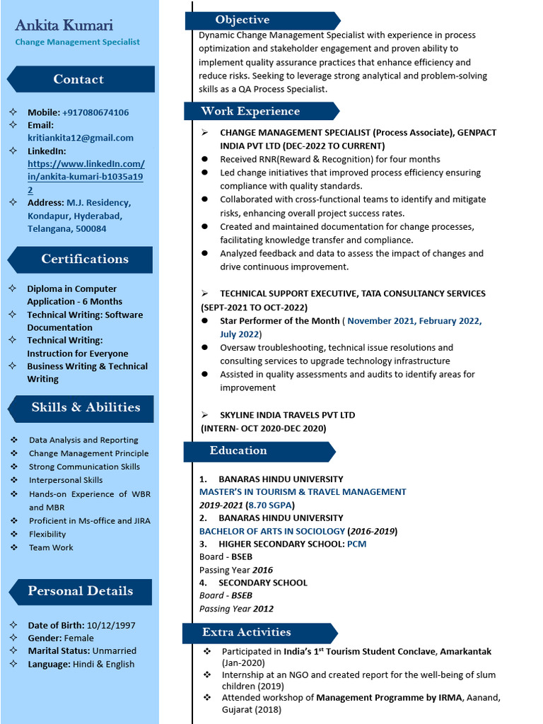 Ankita CV New | PDF | Quality Assurance | Business