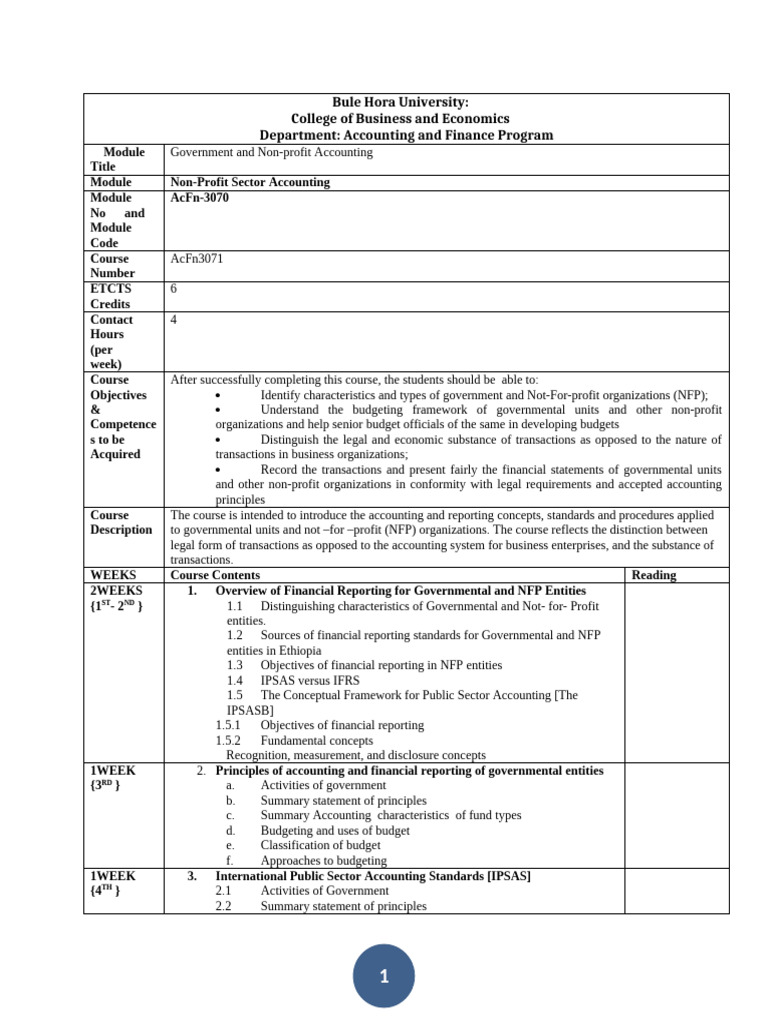Course outline | PDF | Financial Statement | Accounting