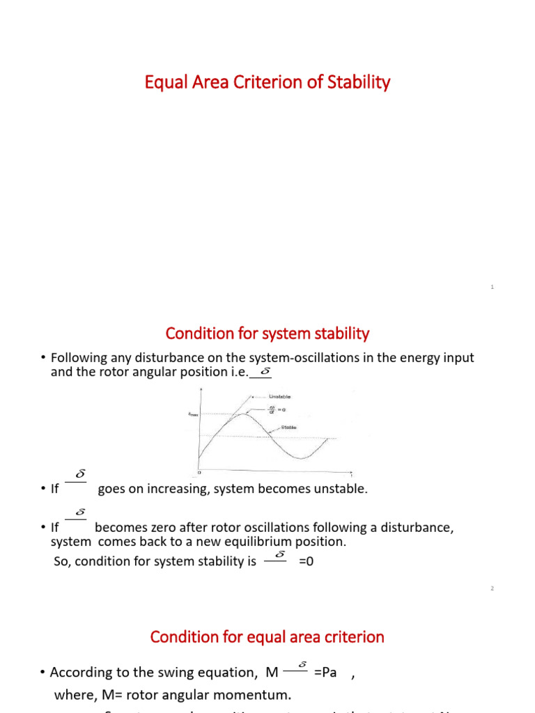 Equal Area Criterion in Power Systems | PDF | Electrical Engineering ...