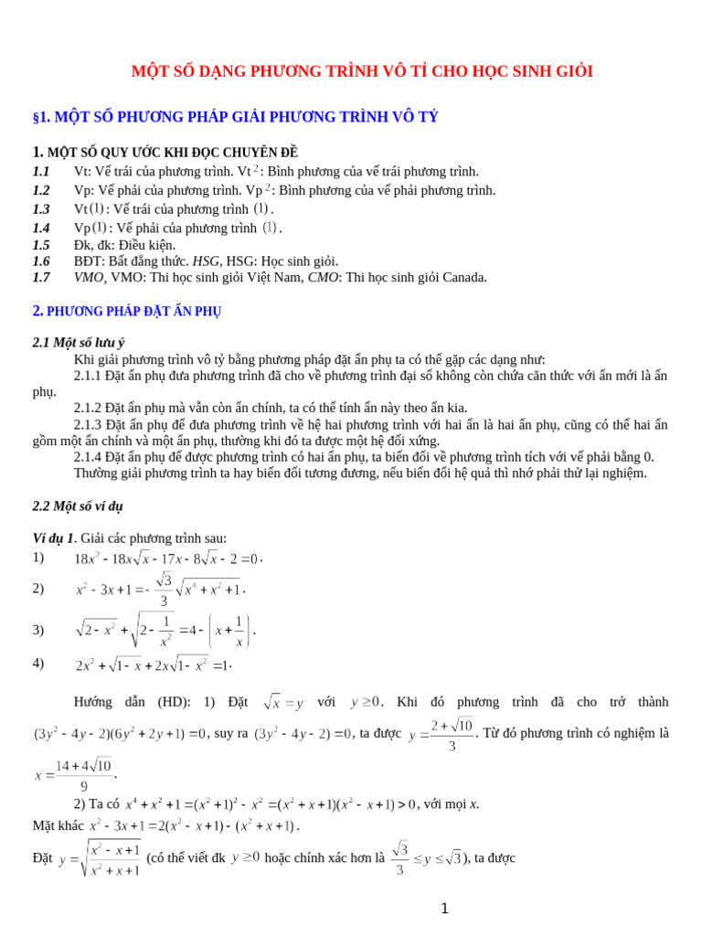 Phuong Trinh Vo Ti Bdhsg | PDF
