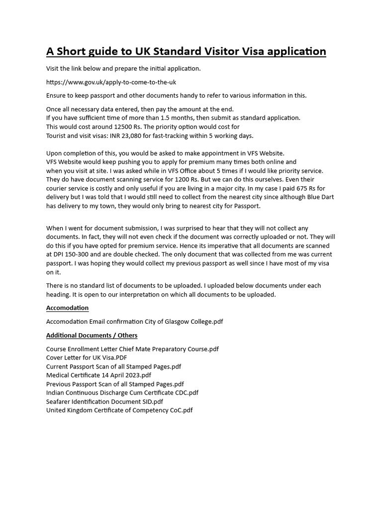 A Short Guide To UK Standard Visitor Visa Application | PDF | Travel ...