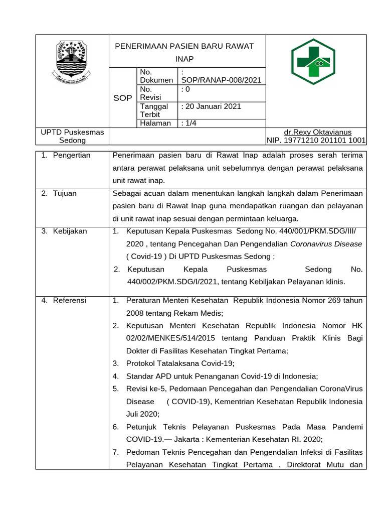 Penerimaan Pasien Baru Rawat Inap | PDF
