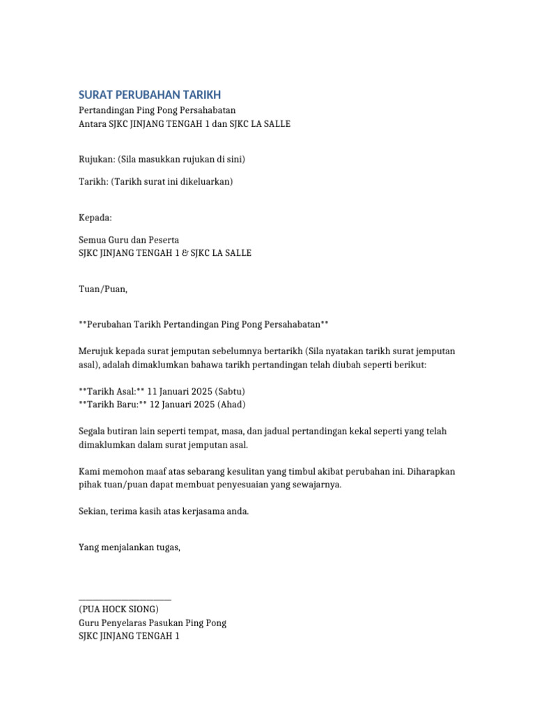 Surat_Perubahan_Tarikh | PDF
