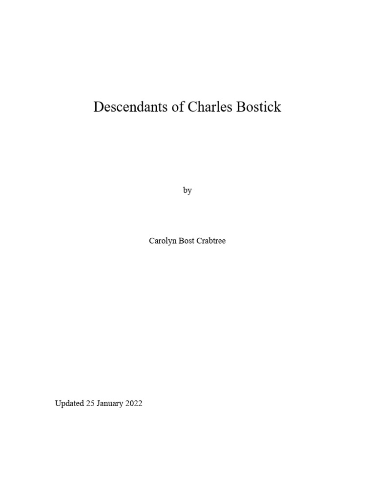 Charles Bostick Family Tree Overview | PDF