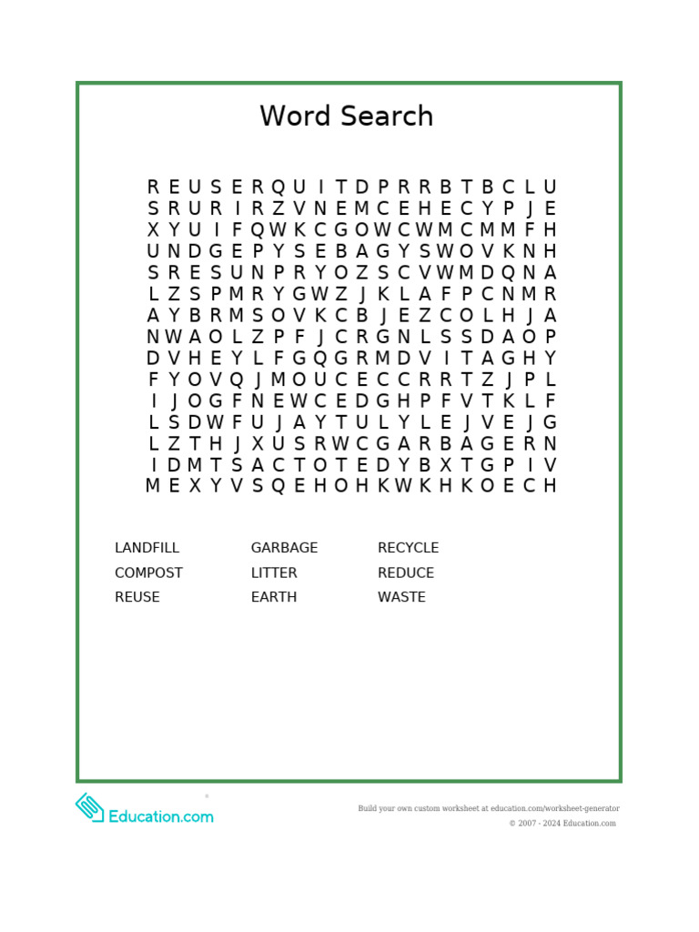 Worksheet - Word Search | PDF