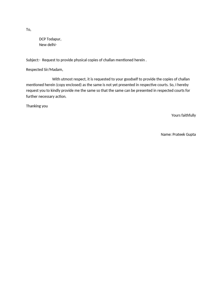 Challan Letter | PDF