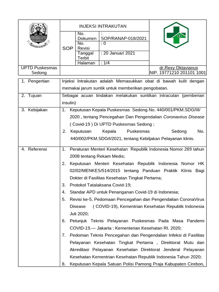 18. Sop Injeksi Intrakutan | PDF