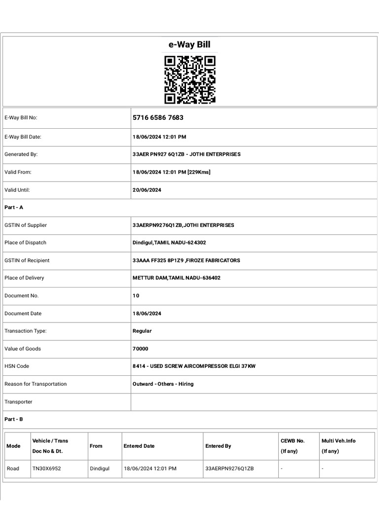 E-Way Bill System | PDF