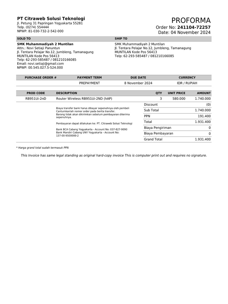 Proforma 241104 72257 | PDF